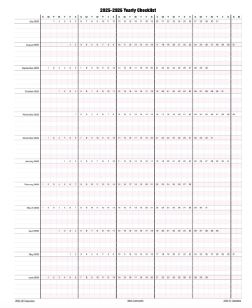 2025-2026 Vertical School Yearly Checklist Calendar Template ...
