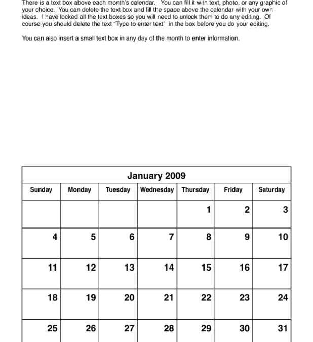 2009 Monthly Calendar Templates • iWorkCommunity