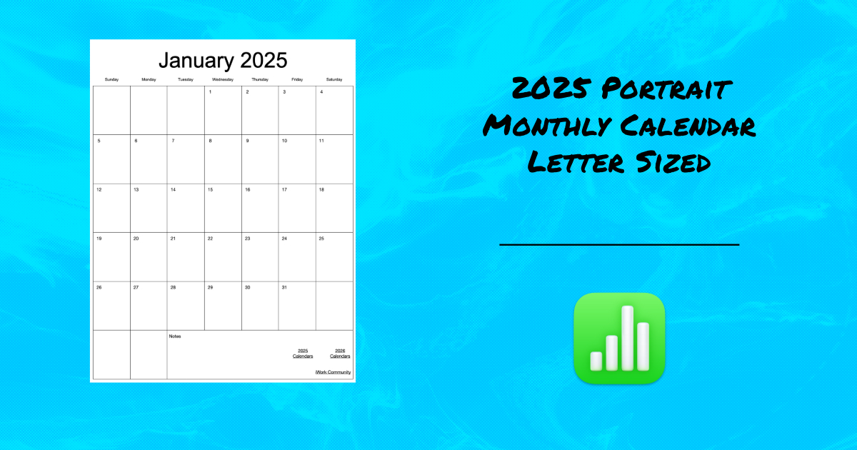 2025 Vertical Monthly Calendar Template for Numbers • iWorkCommunity