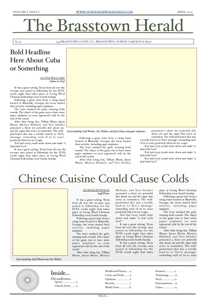 Detailed Mock Newspaper • iWorkCommunity