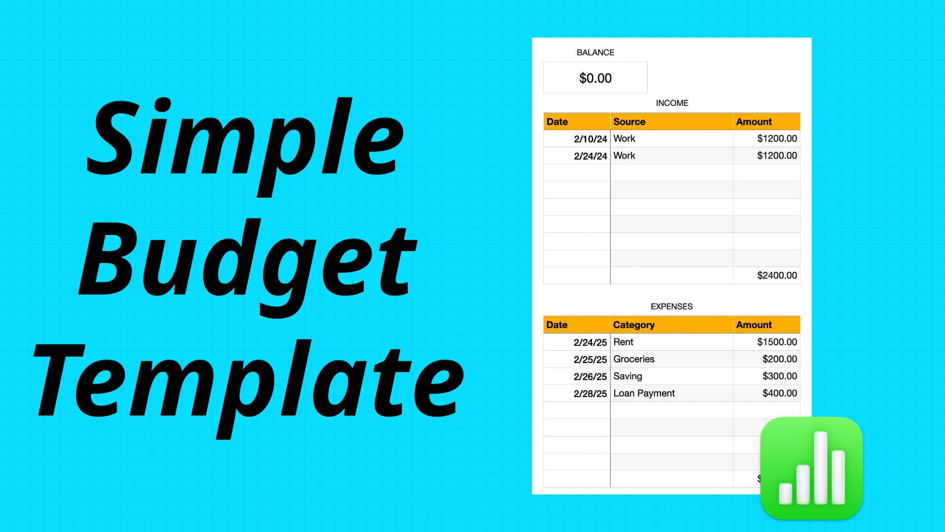 Simple Budget Template for Numbers • iWorkCommunity