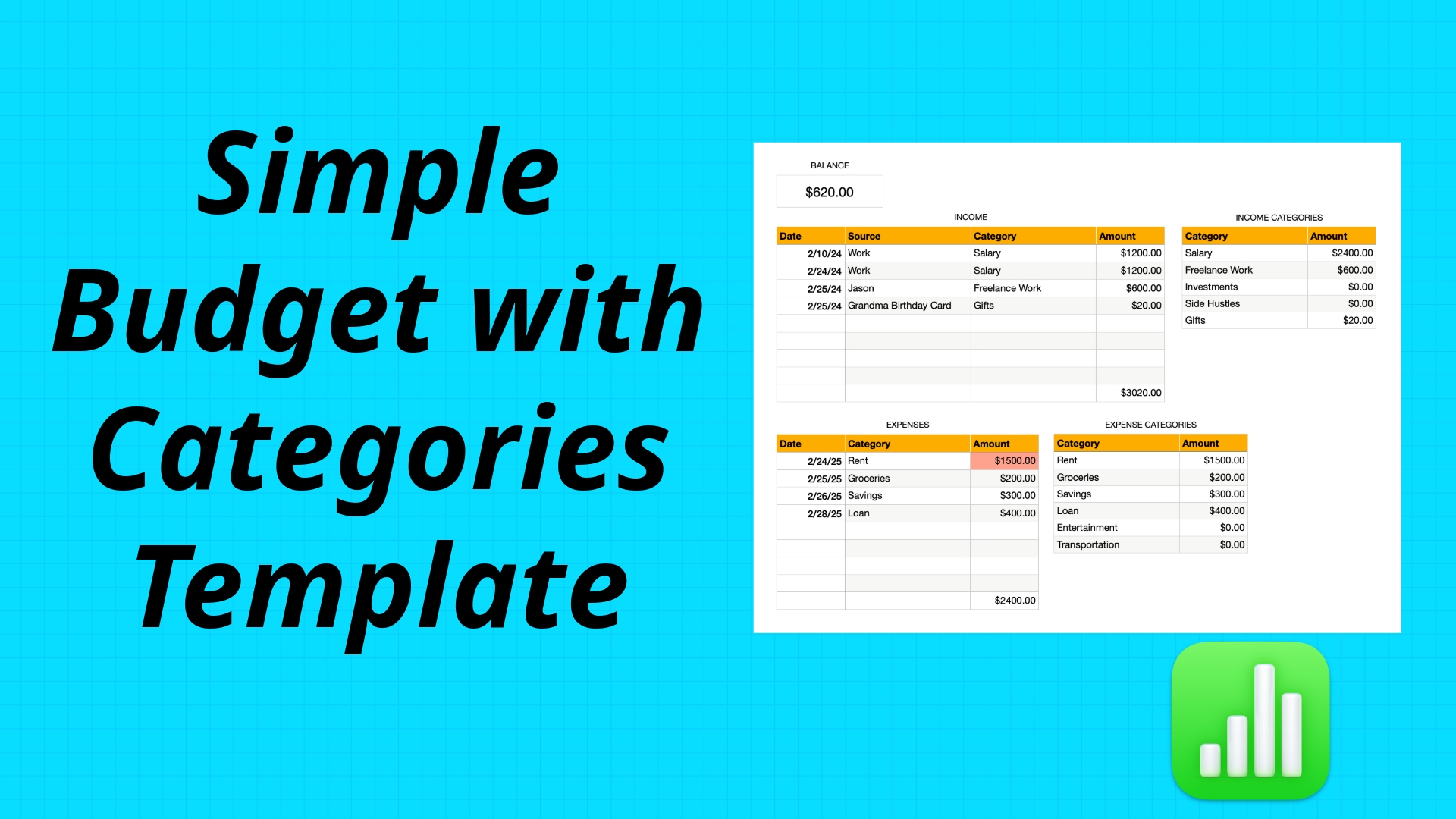 Simple Budget with Categories Template for Numbers • iWorkCommunity