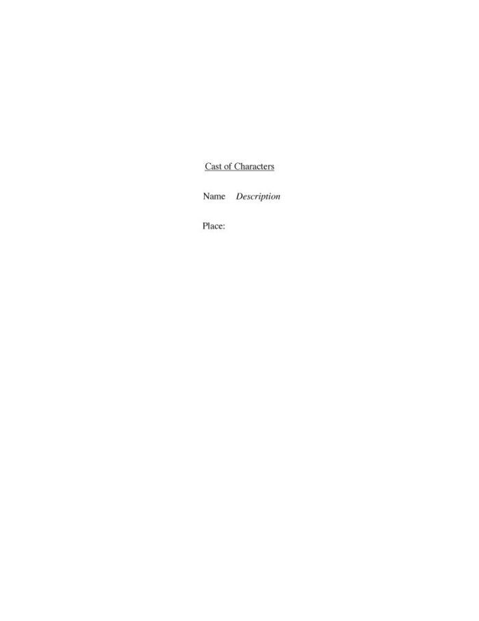 Theatre Script with Cover and Cast Notes • iWorkCommunity